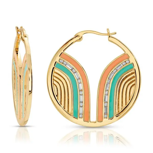 GLAMROCKS JEWELRY South Beach Hoops Coral/mint - Gold