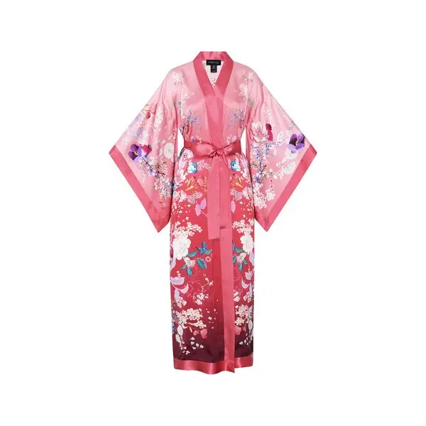 MENG Vermillion Ombre Silk Satin Kimono - Red