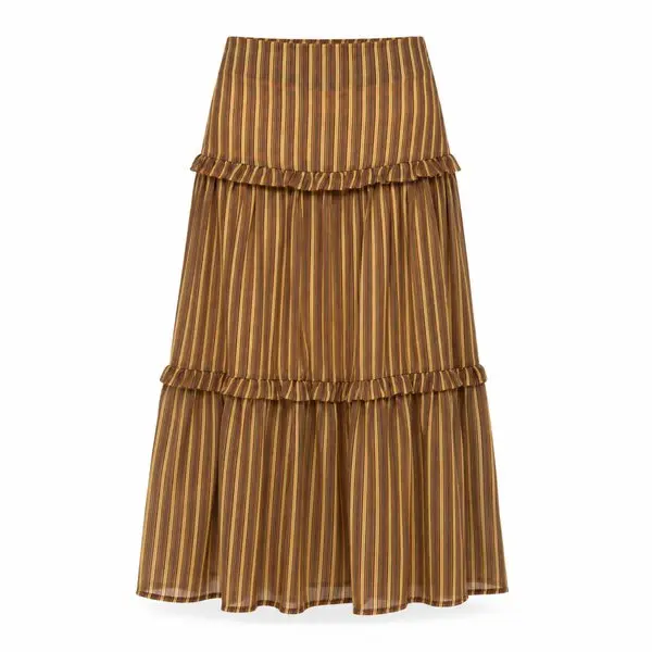 Carmen Says Striped Zafira Pink Print Maxi Skirt - Green