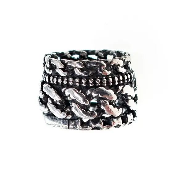 GEM KINGDOM Back To The Future Solid Stacked Sterling Rings - Silver