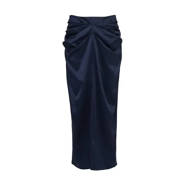 THE SUMMER EDIT Arielle Silk Skirt Navy - Blue