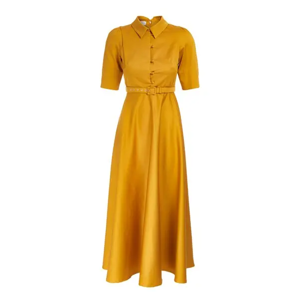 SOFIA TSERETELI Sunbeam Dress In Italian Satin Cotton - Orange