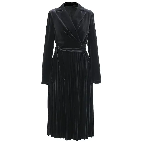 SMART AND JOY Velvet Wrap Dress - Black