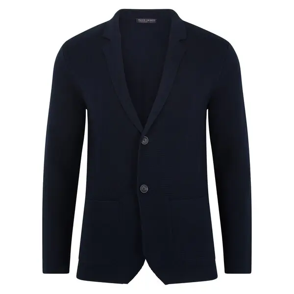 PAUL JAMES KNITWEAR Deconstructed Knitted Blazer In Navy - Blue