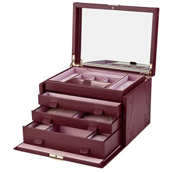 Wolf Liberty Large Jewellery Box Burgundy - Red