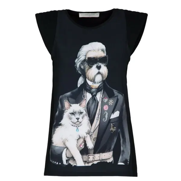 THE EXTREME COLLECTION Cotton T-shirt With Quilted Shoulder Pads - Black