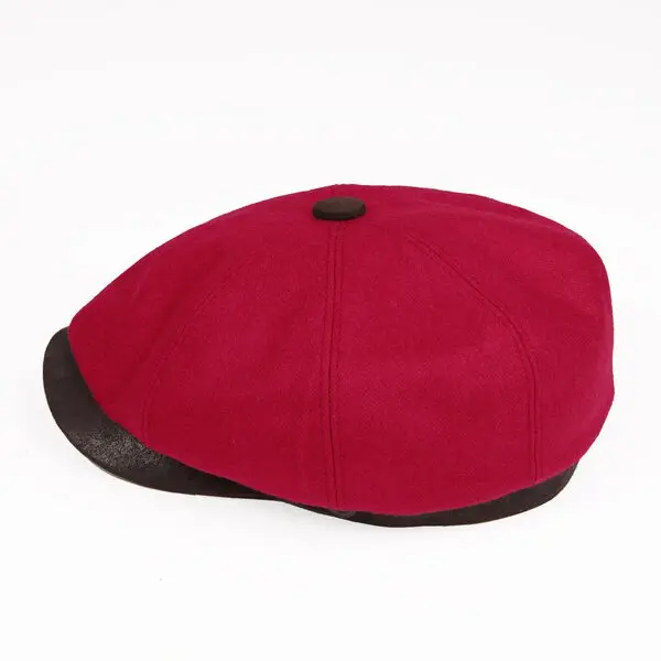 DASMARCA HATS Eden Wool Newsboy Bakerboy Peaky Cap With Leather Visor Peak - Pink