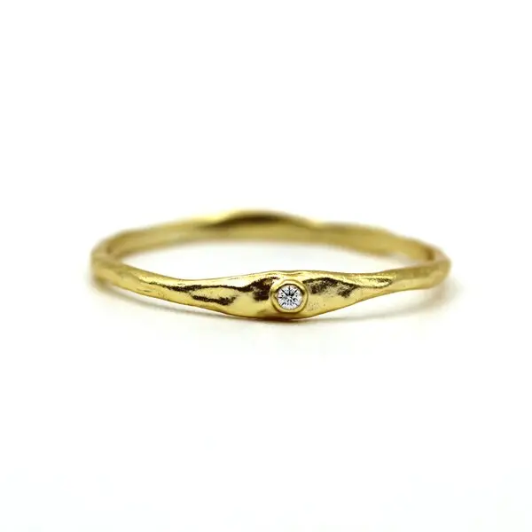 VICSTONENYC FINE JEWELRY Natural Diamond Hammered Textured Yellow Ring - Gold