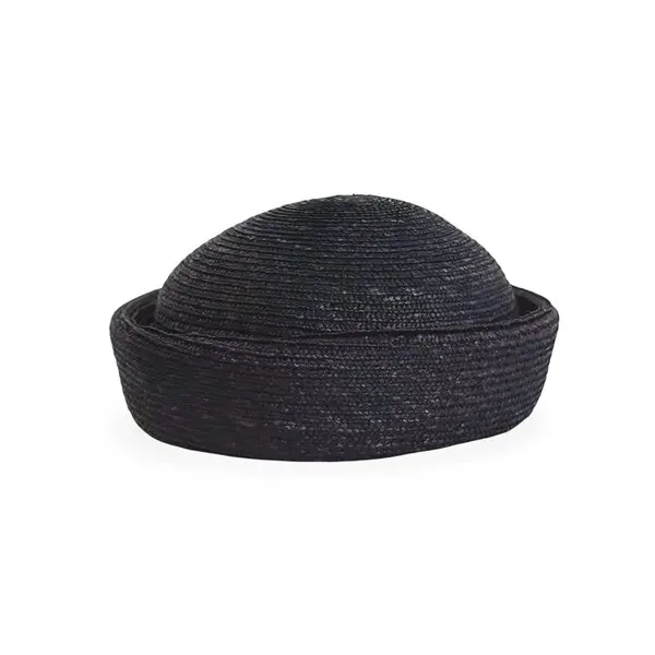 LONDON ATELIER BYPRODUCT Straw Pillbox Hat - Black