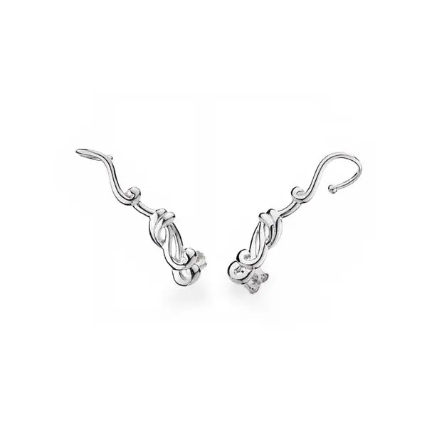 GOLD & HONEY Abstract Swirl Ear Climbers - Silver