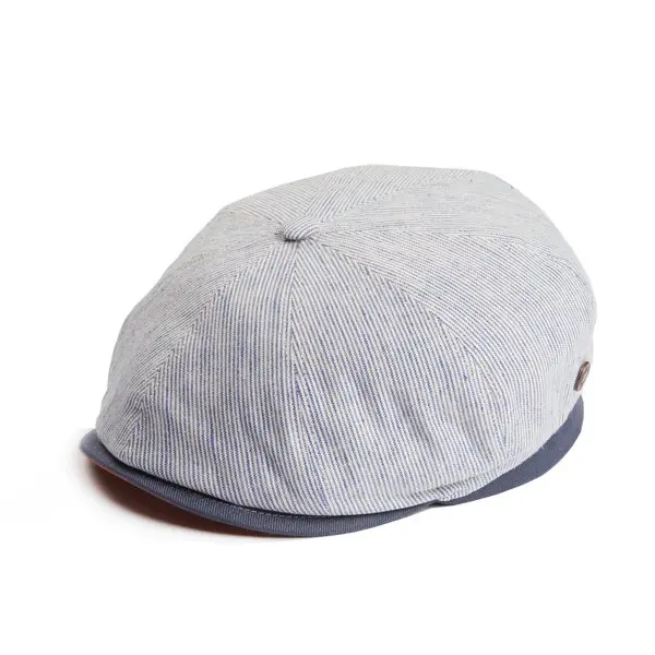 DASMARCA HATS Raggie Linen Cotton Summer Italian Flat Cap For - Blue
