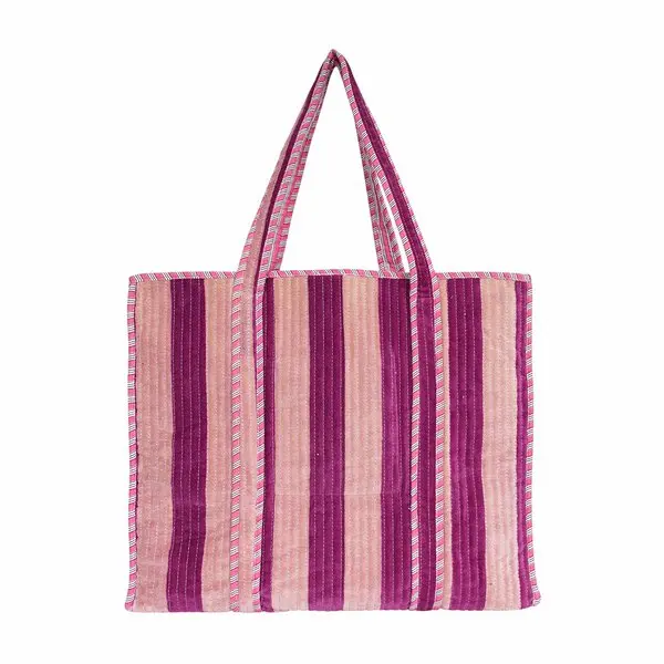 CYC The Striped Velvet Tote - Pink