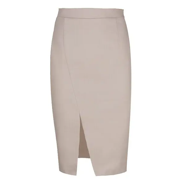 CONQUISTA Neutrals Denim Style Pencil Skirt - Beige