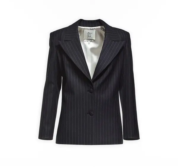 MAISON SEL Oversized Pin Stripped Blazer Jacket - Black