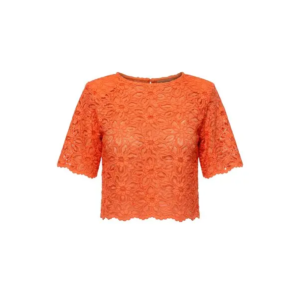 AGGI BY HALEWSKI Fibi Sun Lace Top Blouse - Orange