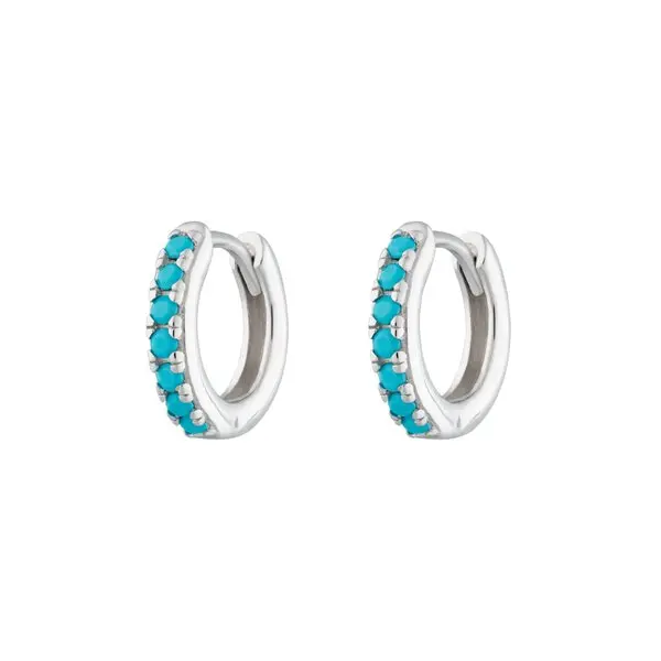 SCREAM PRETTY Huggie Earrings With Turquoise Stones - Silver