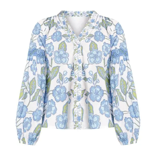 BINDU Carlie Blouse Fleur Bleu - Blue