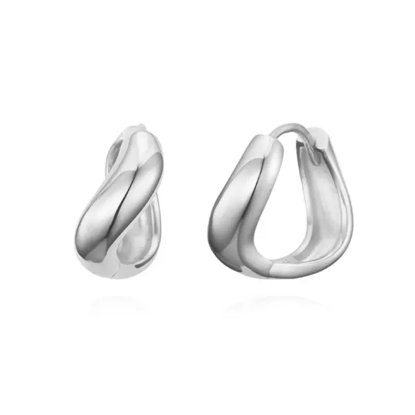 Côté Caché Liquid Curve Huggie Hoop Earrings - Silver