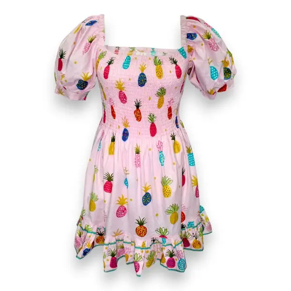 MARY MARSHMALLOW Poppy Dress Short Pineapples - Pink