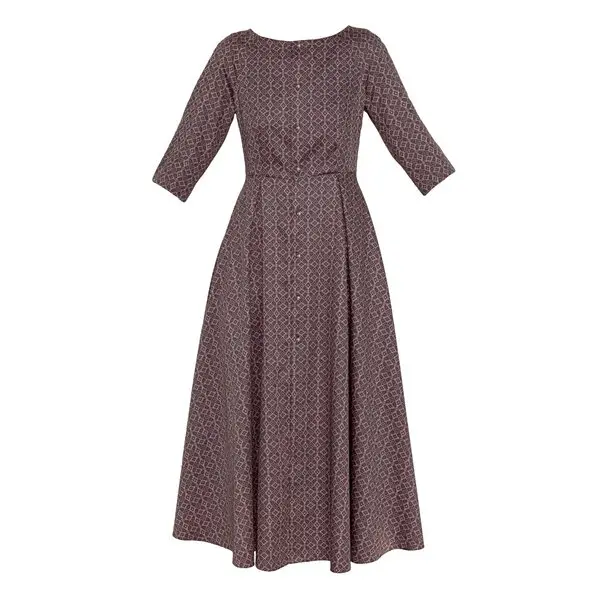KAROLINA OZOLINSIUTE Leyla Maxi Geometric Print Cotton Dress With Raglan Sleeves