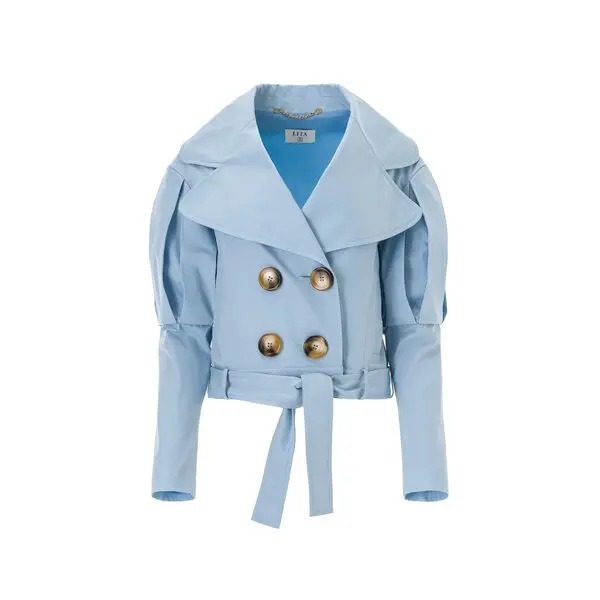 LITA COUTURE Statet Jacket With Oversized Lapels - Blue