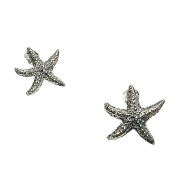 TG-JEWELLERY BY TAMARA GERVASIO Silver / Black Starfish Stud Earrings – Sterling Silver - Silver/black