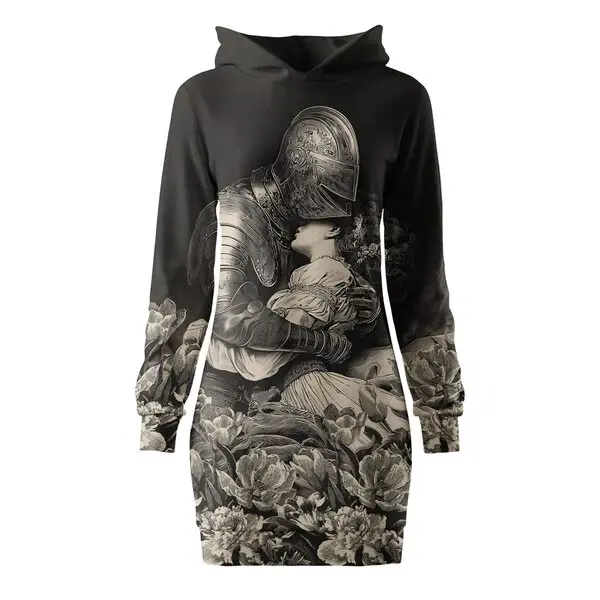 ALOHA FROM DEER Neutrals Helm And Heart Oversize Hoodie Dress - Black