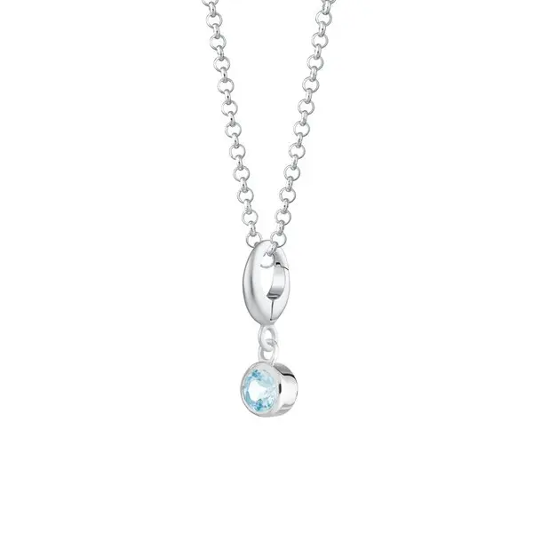LILY CHARMED Silver / Blue Sterling Silver March Birthstone Charm Necklace Aquamarine - Silver/blue