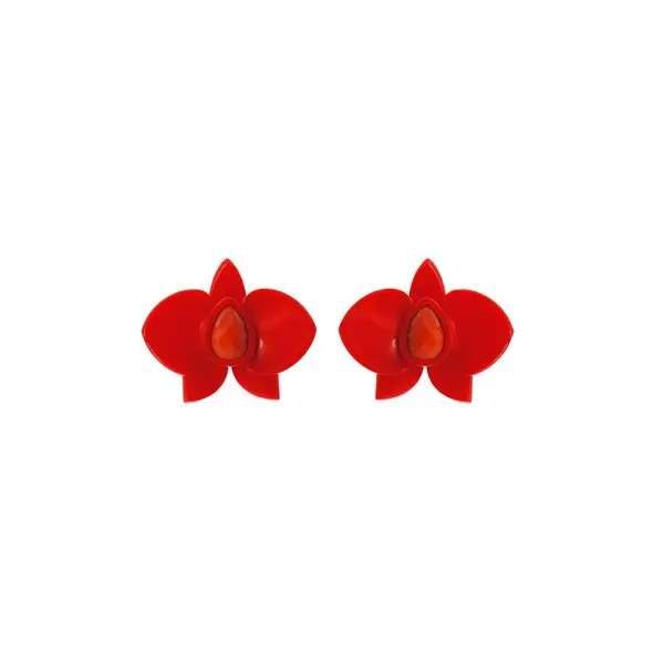 GISSA BICALHO Acrylic Handmade Earring Xs Orchid - Red