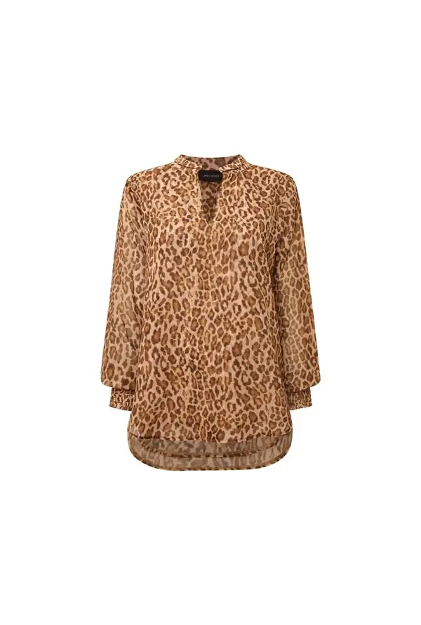 JAMES LAKELAND Camel Leopard Print Blouse - Brown