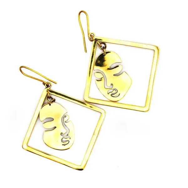 LALA SALAMA Diamond Portrait Earrings - Gold