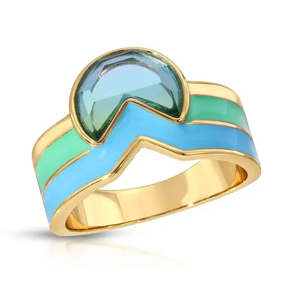 GLAMROCKS JEWELRY Tequila Sunrise Enamel Cigar Band Sky - Blue