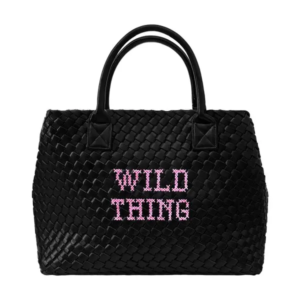 LILLY LOVES Wild Thing Vegan Woven Handbag - Black