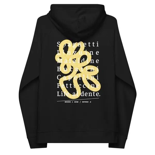ANCHOR & CREW Eleven Life, Al Dente Editions Organic Cotton Hoodie - Black