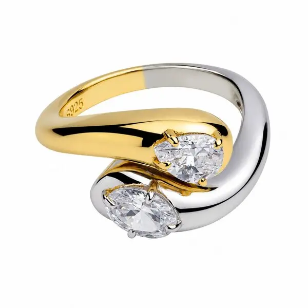 BELINDA JEWELZ Silver / Gold Mixed Metal Gemstone Chunky Wrap Ring - Silver/gold