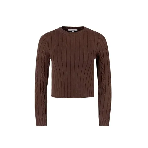 LOU&UP (FORMERLY LOUP CLOTHING) Cropped Ribbed Sweater - Brown