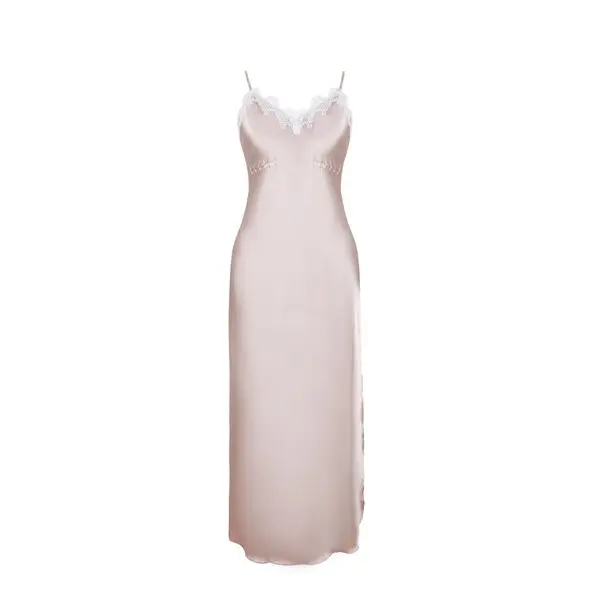 SASHA LA MER Pink / Silver Elisabeth Silk Slip Dress, Color Silver Shadow Pearl - Pink/silver