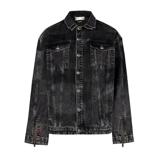 PCFG Grey / Black Your Itch Colorblocked Denim Jacket Black - Grey/black