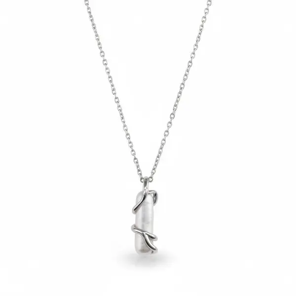 ANGEL BAROCCO Stick Baroque Pearl Necklace - Silver