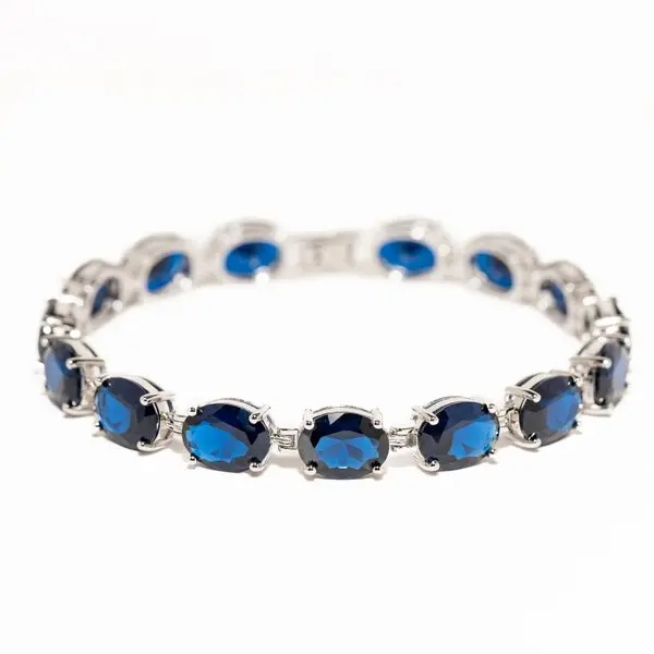 BELINDA JEWELZ Kierra Oval-cut Sapphire Tennis Bracelet - Blue