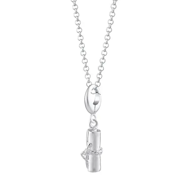 LILY CHARMED Sterling Scroll Graduation Charm Necklace - Silver