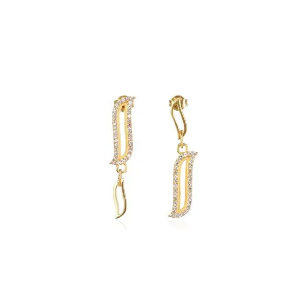 LILA RASA Asymmetric Earrings Cubic Zirconia Wave Symphony - Gold