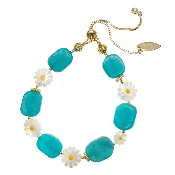 FARRA Amazonite With Floral Shell Bracelet - Green