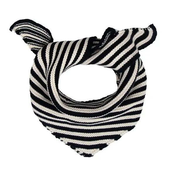 PAUL JAMES KNITWEAR Cotton Fender Garter Knit Striped Mini Neckerchief Navy - Blue