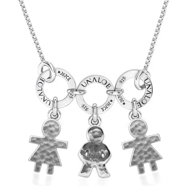 UNALOE Sterling Hammered Child Silhouette Charm Necklace - Silver