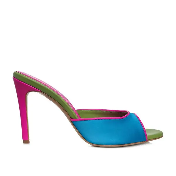 GINISSIMA Vicky Heeled Sandals, Round Toe, Multicolor - Black