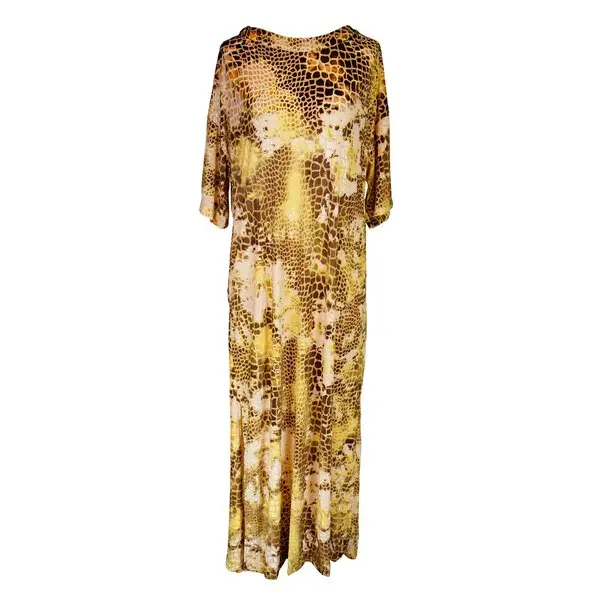 JENNAFER GRACE Giraffe Velvet Side Split Tunic - Orange