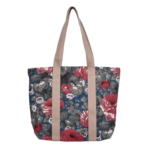 OWEN BARRY Blue / Red Canvas Tote Floral Shopper - Blue/red