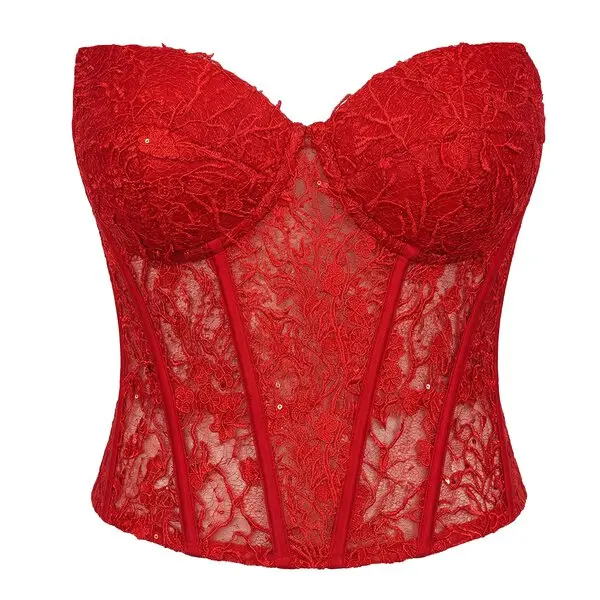 ANGELIKA JOZEFCZYK Catrice Lace Corset Top - Red