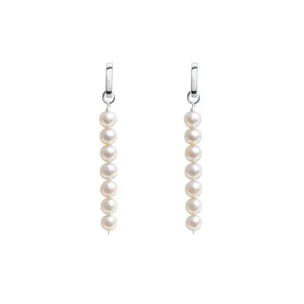 ORA PEARLS Linea Pearl Hoop Earrings - Silver